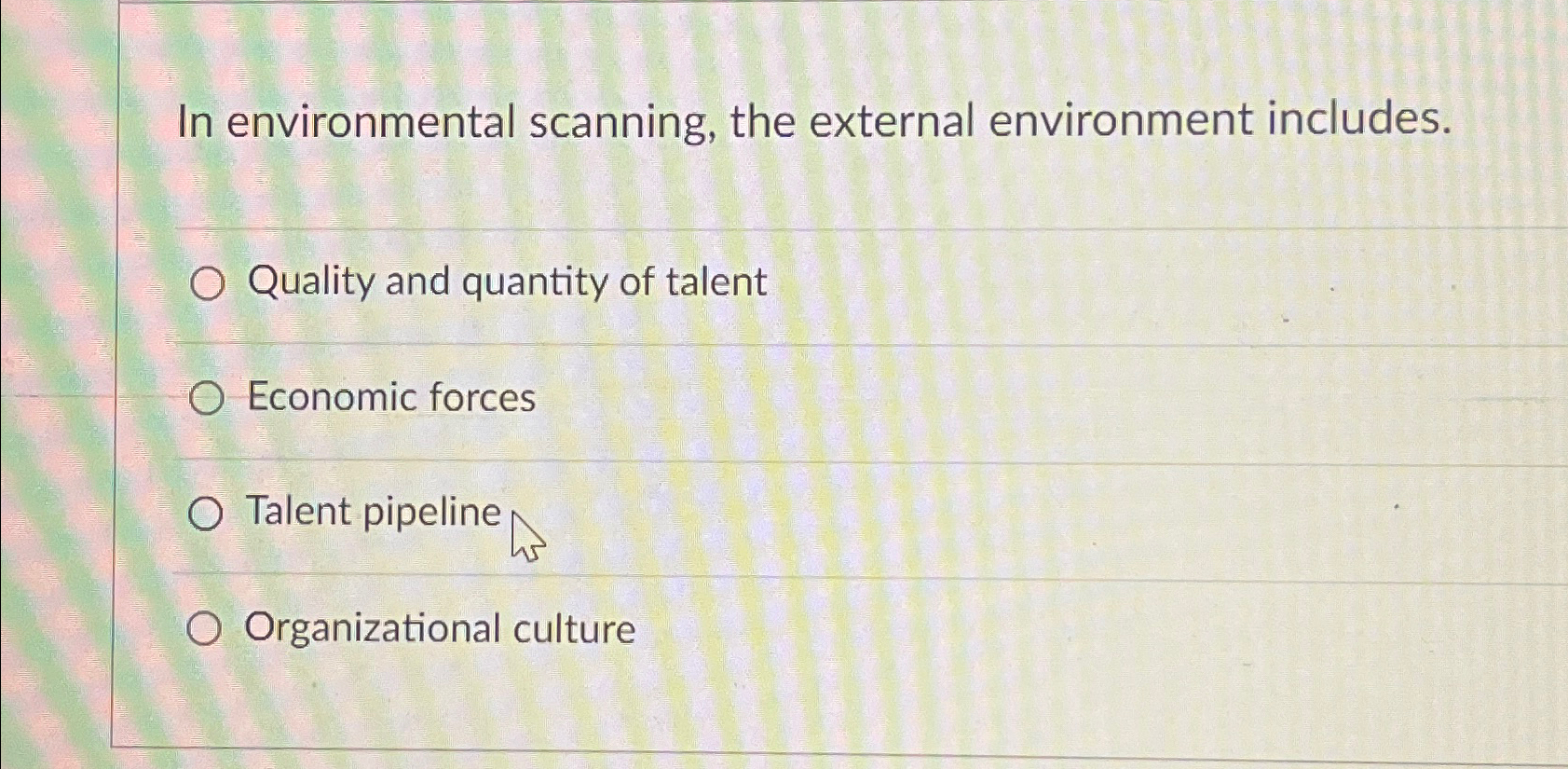 Solved In environmental scanning, the external environment | Chegg.com
