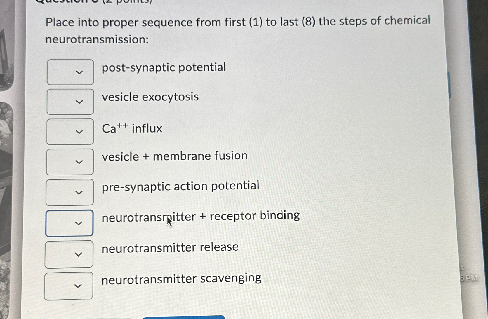 Solved Place into proper sequence from first (1) ﻿to last | Chegg.com