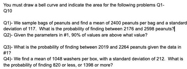 Solved You must draw a bell curve and indicate the area for | Chegg.com