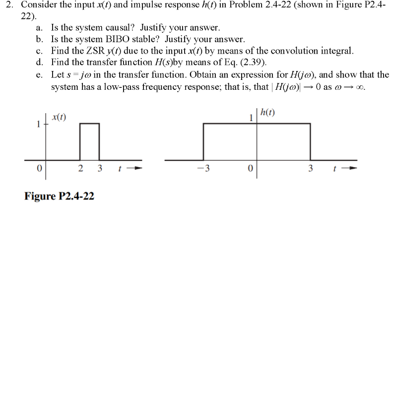Solved Consider the input x(t) ﻿and impulse response h(t) | Chegg.com