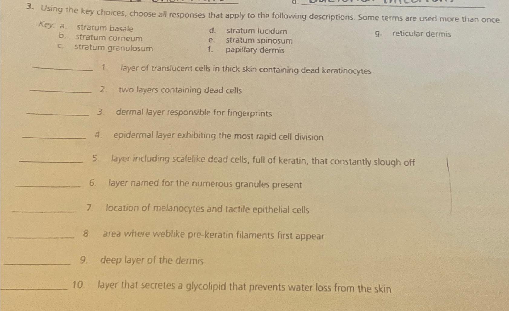 Solved Using the key choices, choose all responses that | Chegg.com