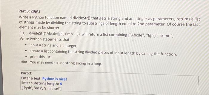 Solved Part 3: 20pts Write a Python function named | Chegg.com