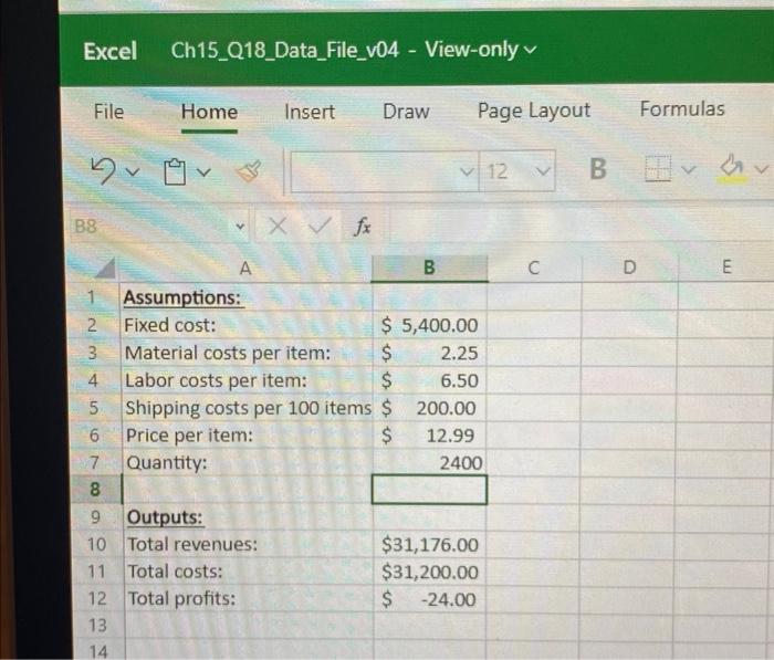 Solved Use the accompanying Profit_Analysis spreadsheet | Chegg.com