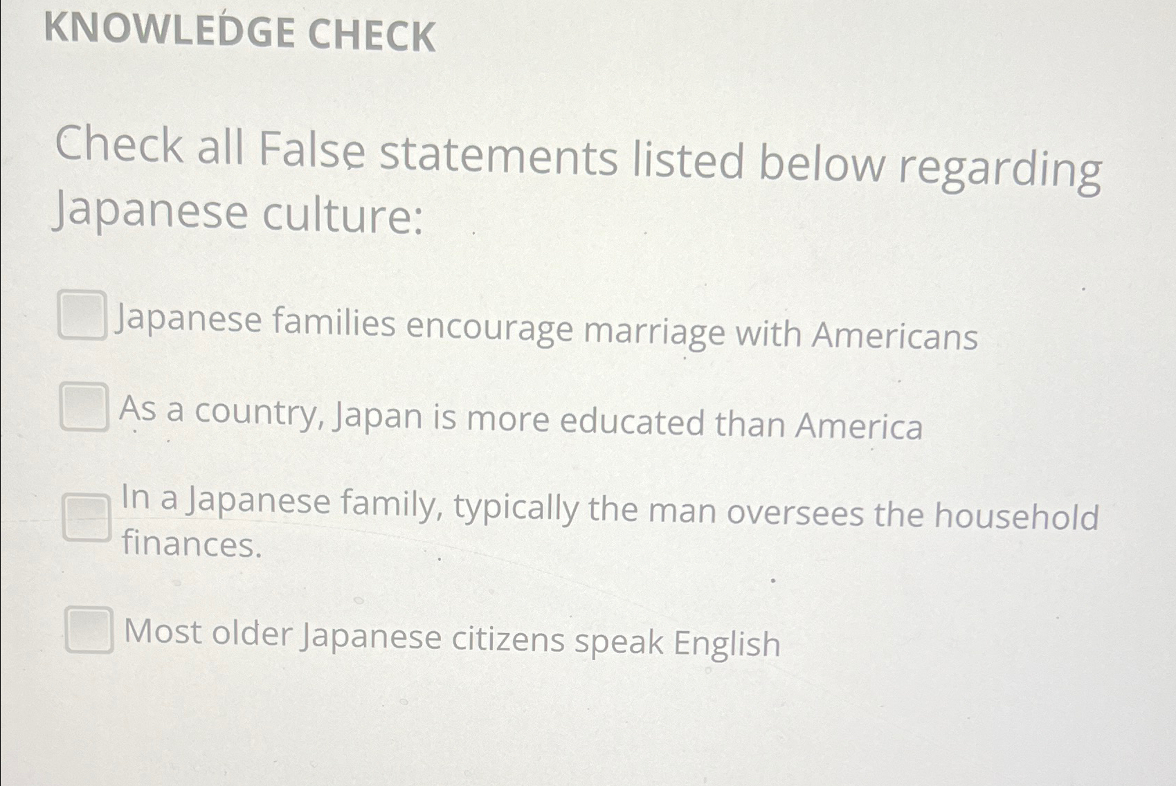 Solved KNOWLED́GE CHECKCheck all False statements listed | Chegg.com