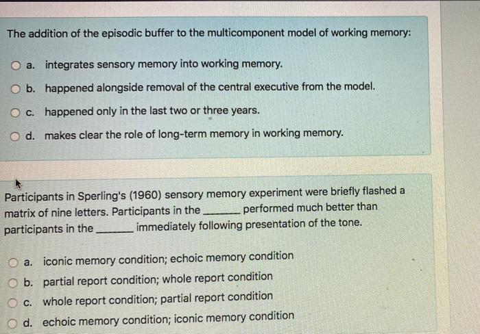 Solved The addition of the episodic buffer to the | Chegg.com