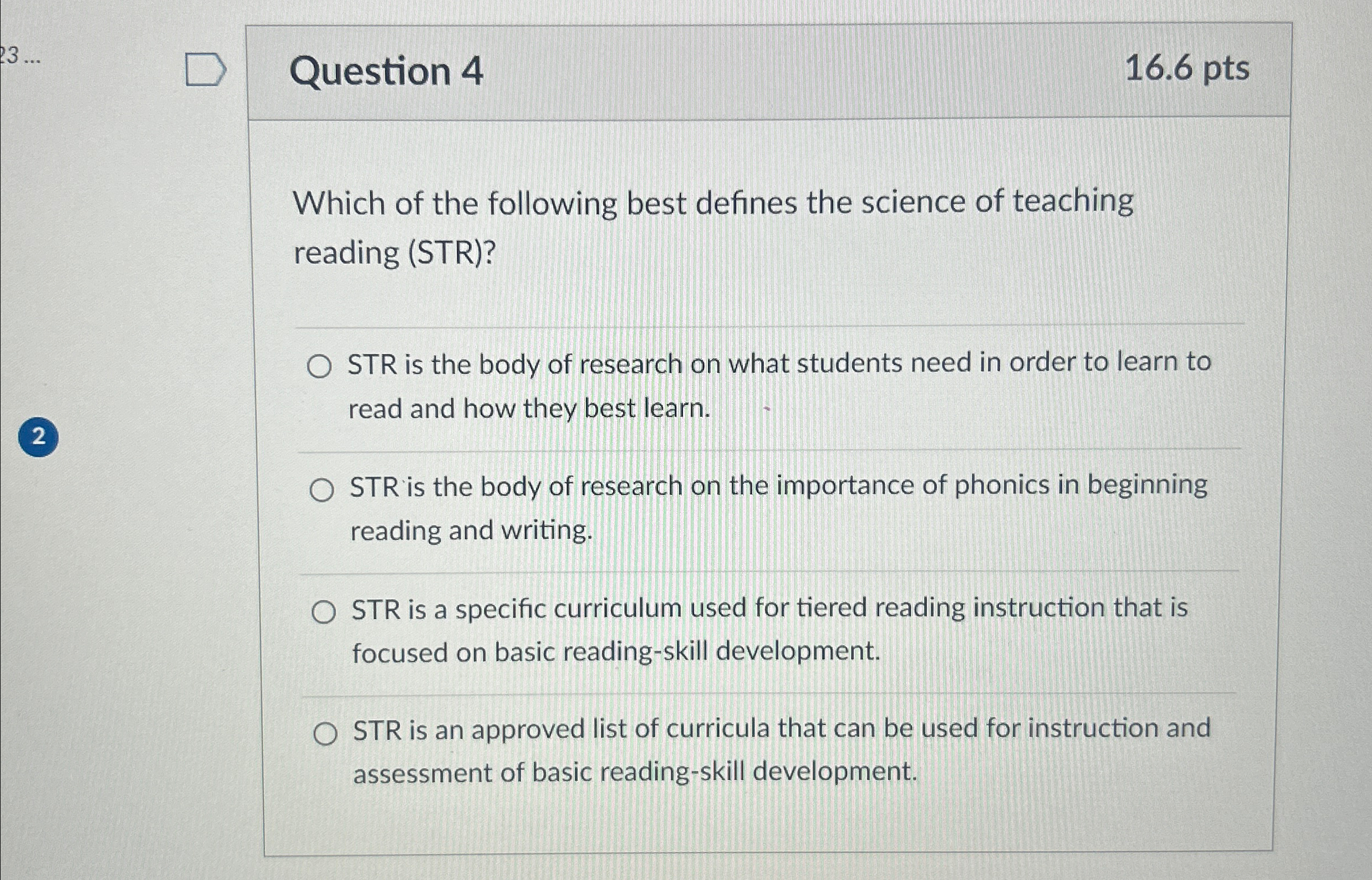 Question 416.6ptsWhich of the following best defines | Chegg.com