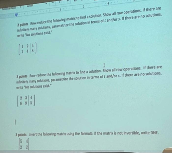 Solved infinitely many solutions, parametrite the solutior | Chegg.com