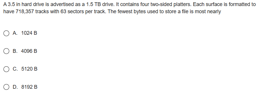 Solved A 3.5 in ﻿hard drive is ﻿advertised as a 1.5 TB | Chegg.com