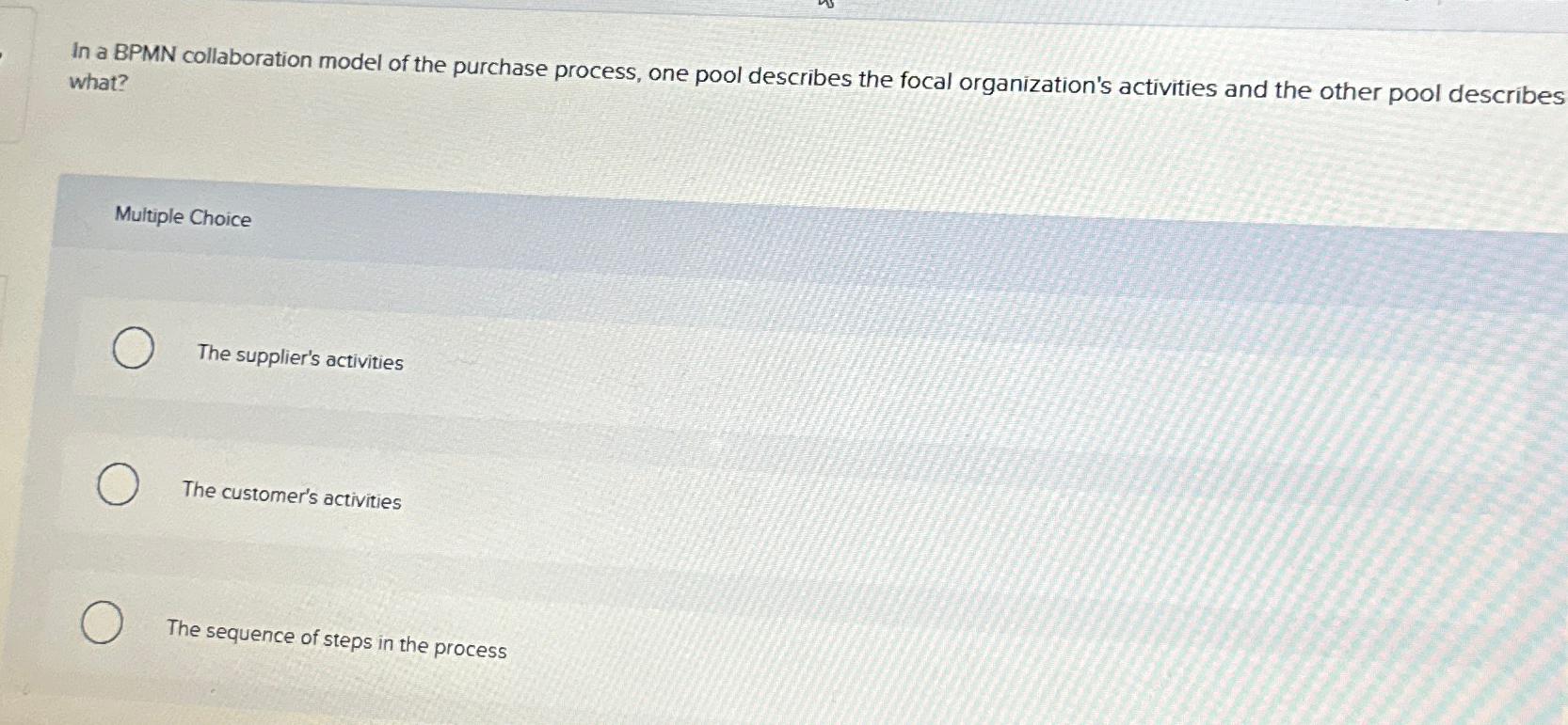 Solved In a BPMN collaboration model of the purchase | Chegg.com