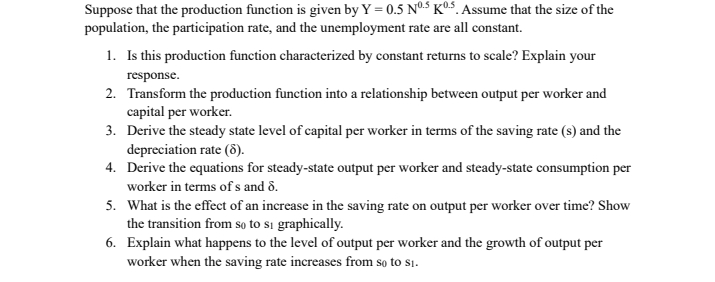Solved Suppose that the production function is given by | Chegg.com