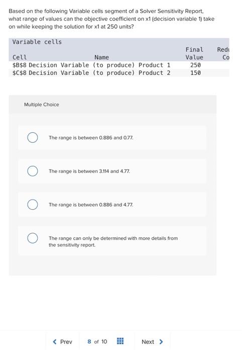 Solved Based on the following Variable cells segment of a | Chegg.com