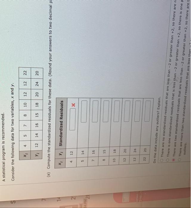 Solved (a) Compute the standardized residuals for these | Chegg.com