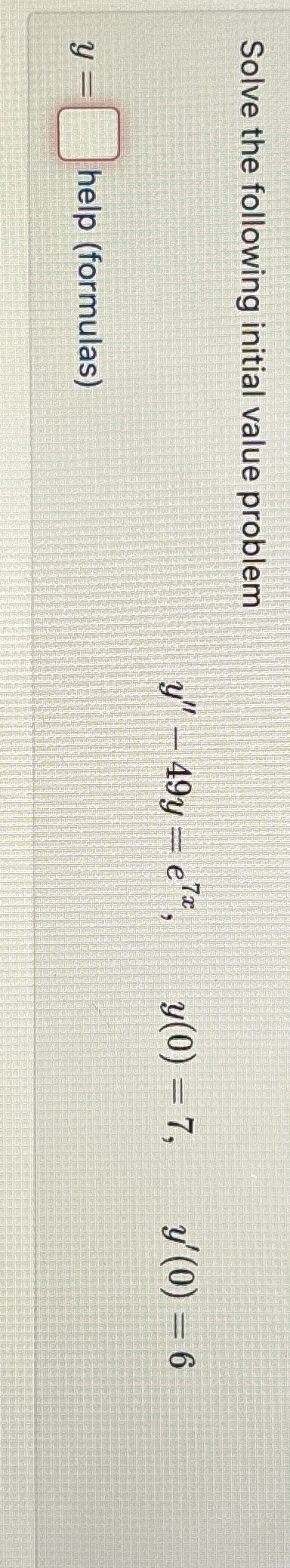 Solved Solve the following initial value | Chegg.com