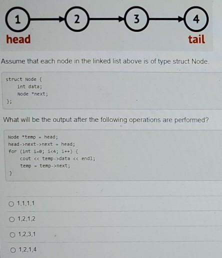 Solved 1 2 M 4 head tail Assume that each node in the linked | Chegg.com