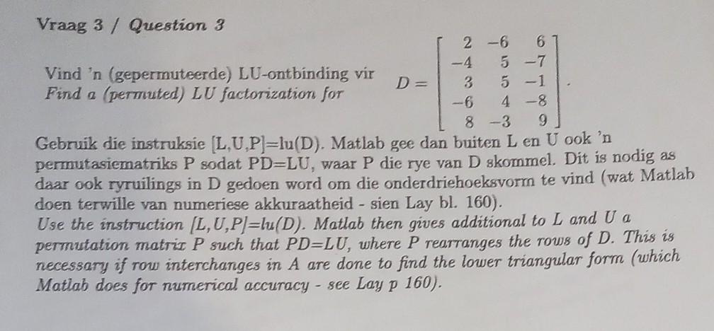 Solved Vraag 3 / Question 3 Vind 'n (gepermuteerde) | Chegg.com