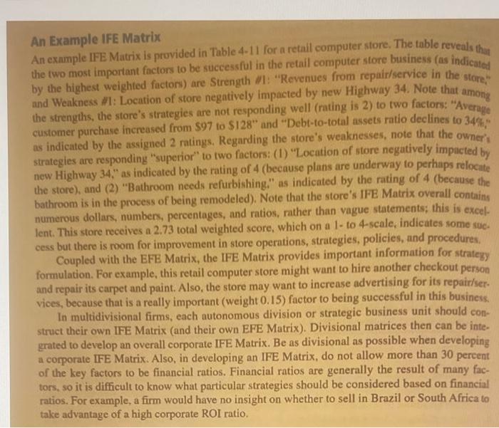 Solved Discussion Chapt 4: IFE Matrix for Retail Computer | Chegg.com