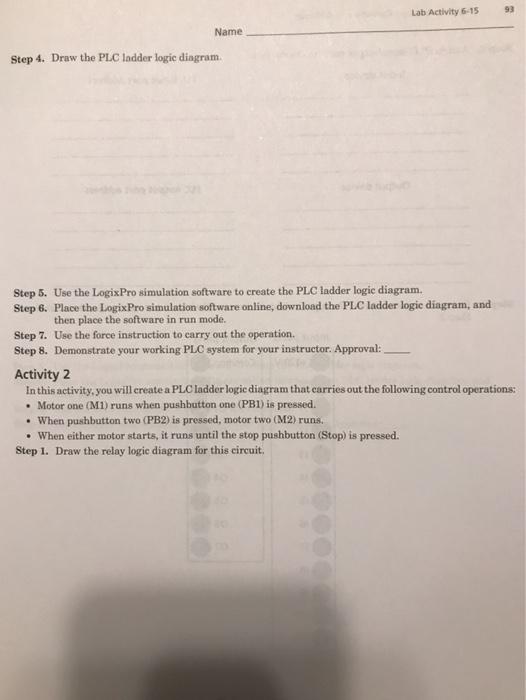 Solved LAB ACTIVITY 6-15 LOGIXPRO LAB Using the Force | Chegg.com
