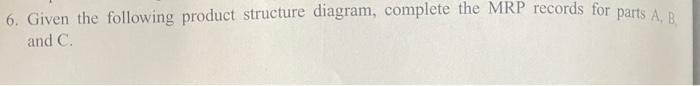 Solved 6. Given the following product structure diagram, | Chegg.com