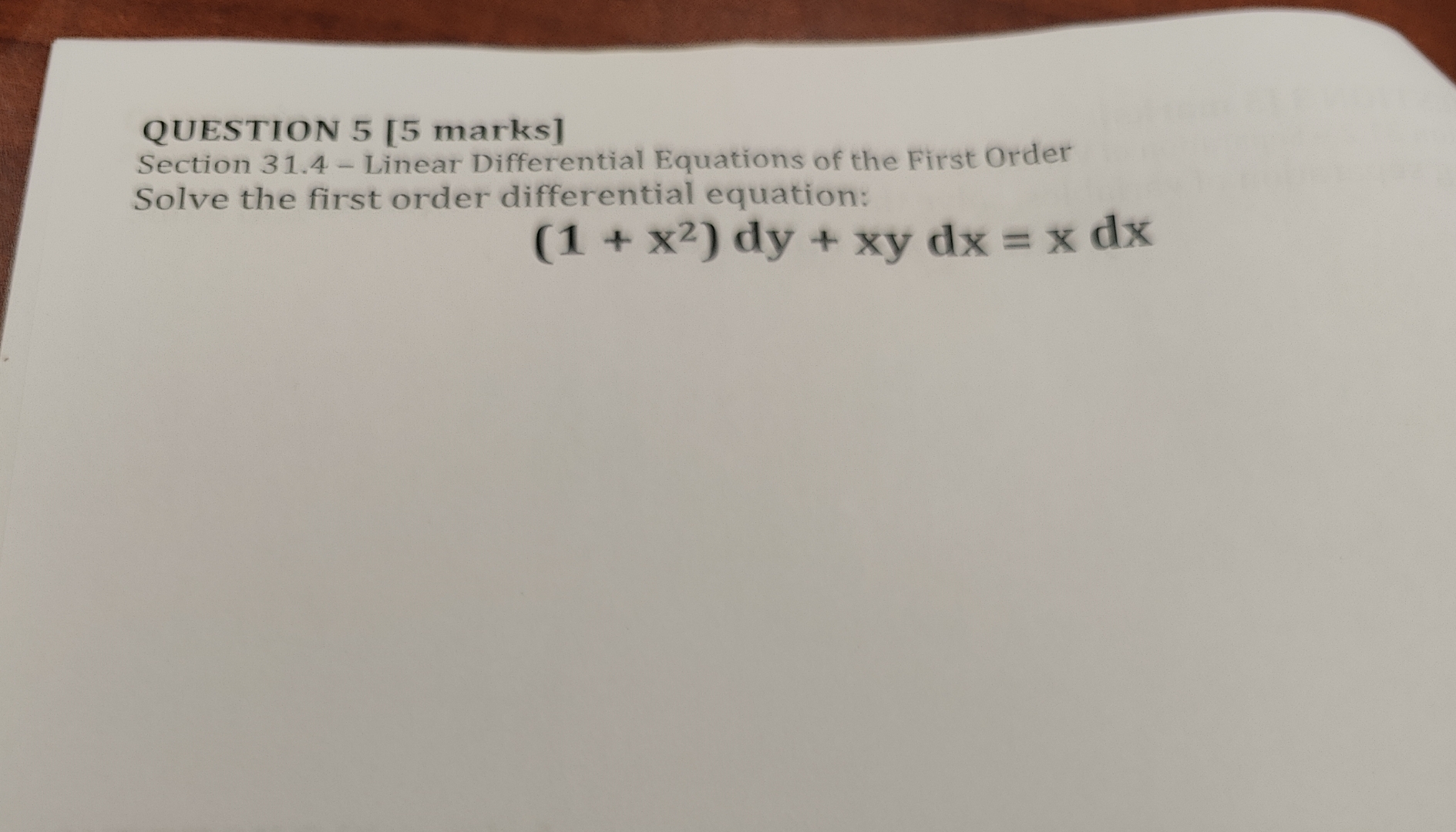 Solved Question 5 [5 ﻿marks]section 31 4 ﻿linear