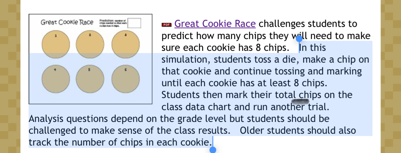 Solved Great Cookie Race challenges students to predict how | Chegg.com