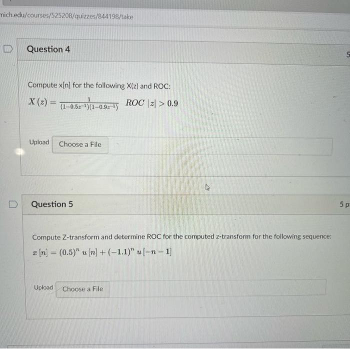 Solved Compute x[n] for the following X(z) and ROC: | Chegg.com