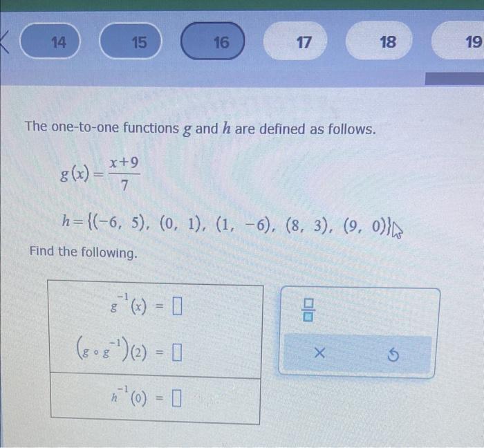 Solved The one-to-one functions g and h are defined as | Chegg.com