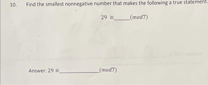 Solved 10. Find the smallest nonnegative number that makes | Chegg.com