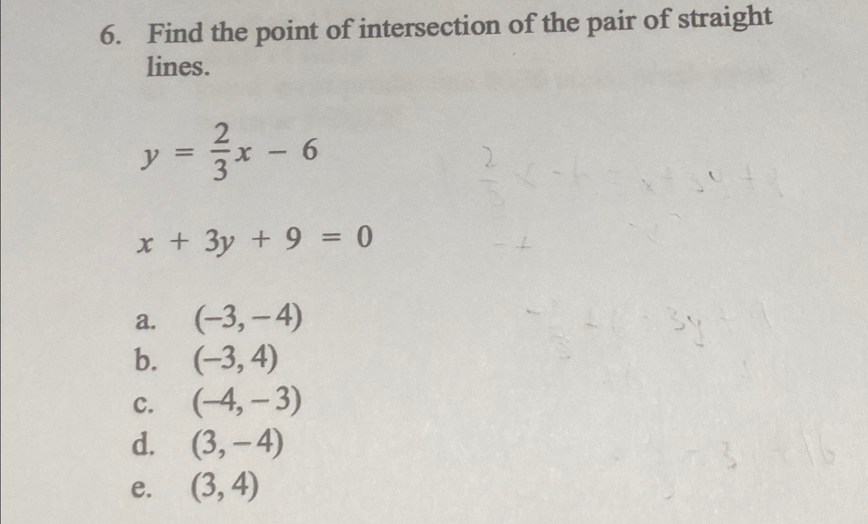 Solved Find the point of intersection of the pair of | Chegg.com