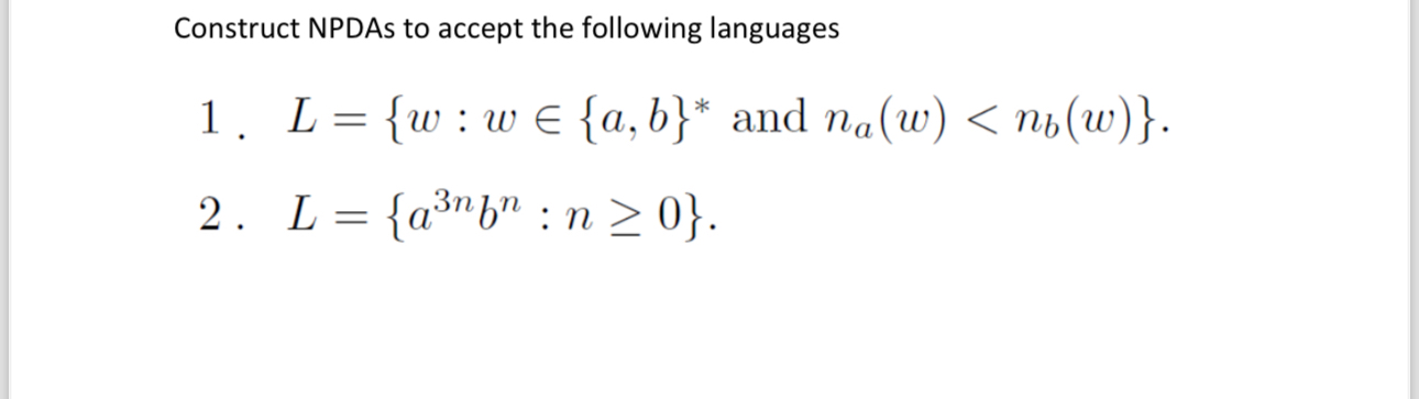 Solved Construct NPDAs to accept the following | Chegg.com