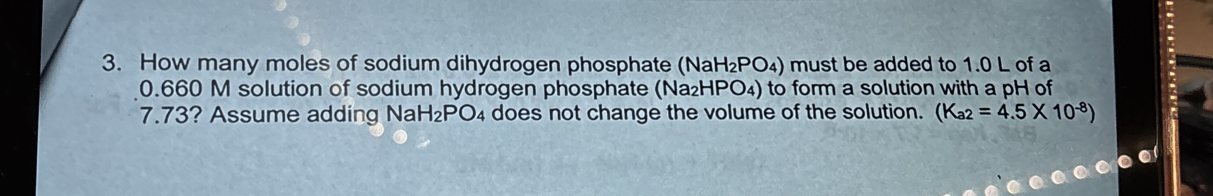 Solved How many moles of sodium dihydrogen phosphate | Chegg.com