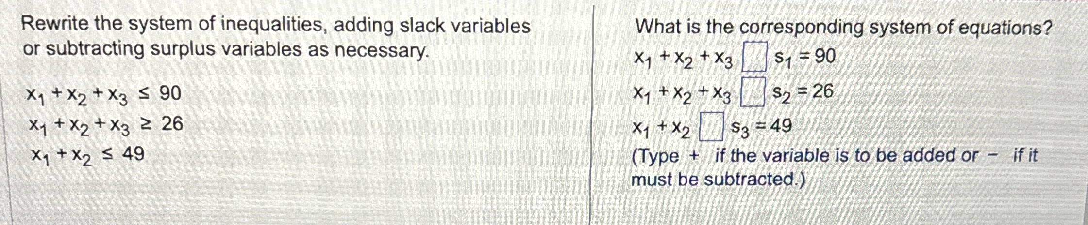 Solved Rewrite the system of inequalities, adding slack | Chegg.com
