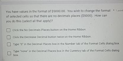 Solved You have values in the format of $5000.00. ﻿You wish | Chegg.com