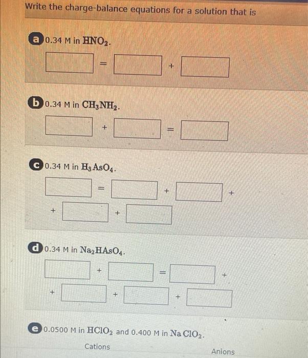 Solved Write the charge-balance equations for a solution | Chegg.com