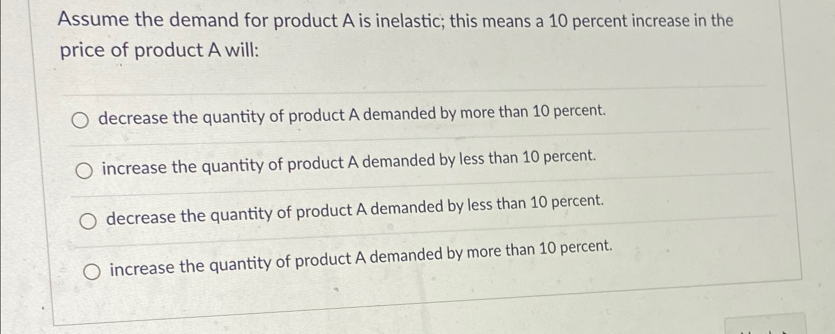 Solved Assume the demand for product A ﻿is inelastic; this | Chegg.com