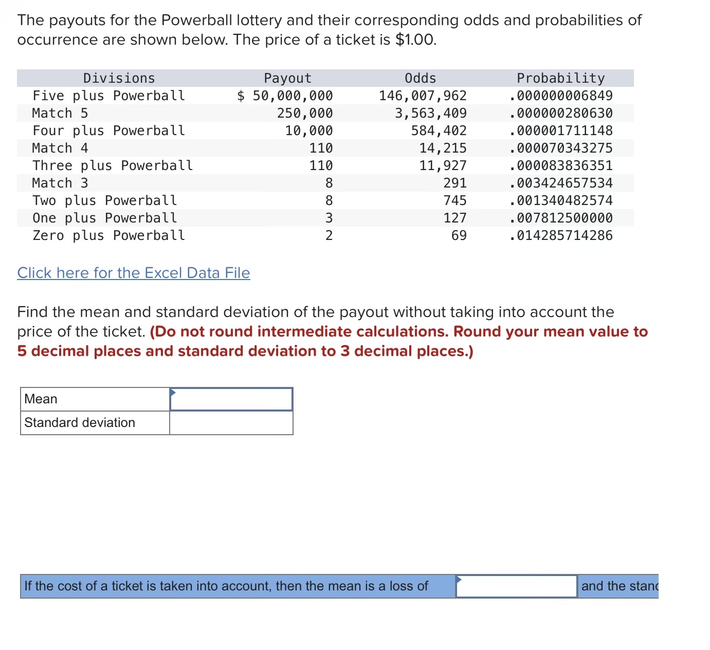 Solved The payouts for the Powerball lottery and their | Chegg.com