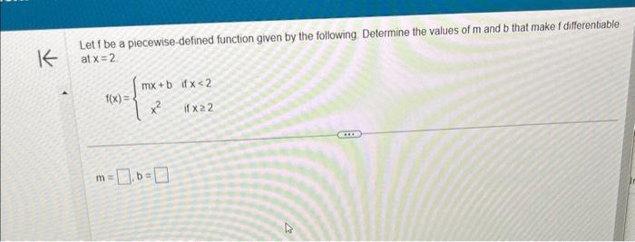 Solved Let fb b a piecewise-defined function given by the | Chegg.com