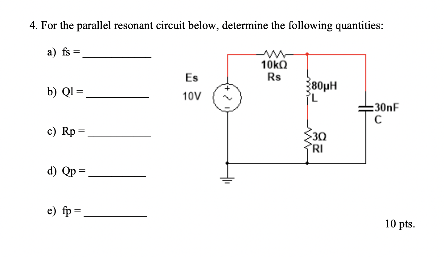 Solved For the parallel resonant circuit below, determine | Chegg.com