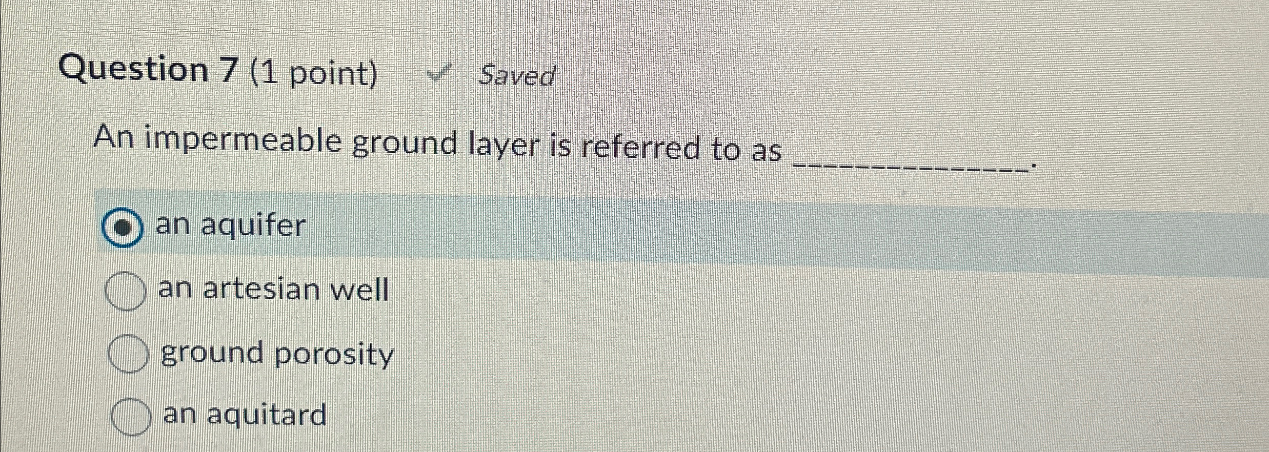 Solved Question 7 (1 ﻿point) ﻿SavedAn impermeable ground | Chegg.com