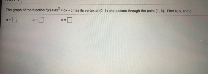 Solved The graph of the function f(x) = ax + bx+c has its | Chegg.com