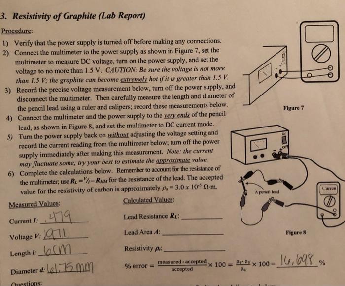 Solved 8 Ø 3. Resistivity of Graphite (Lab Report) | Chegg.com