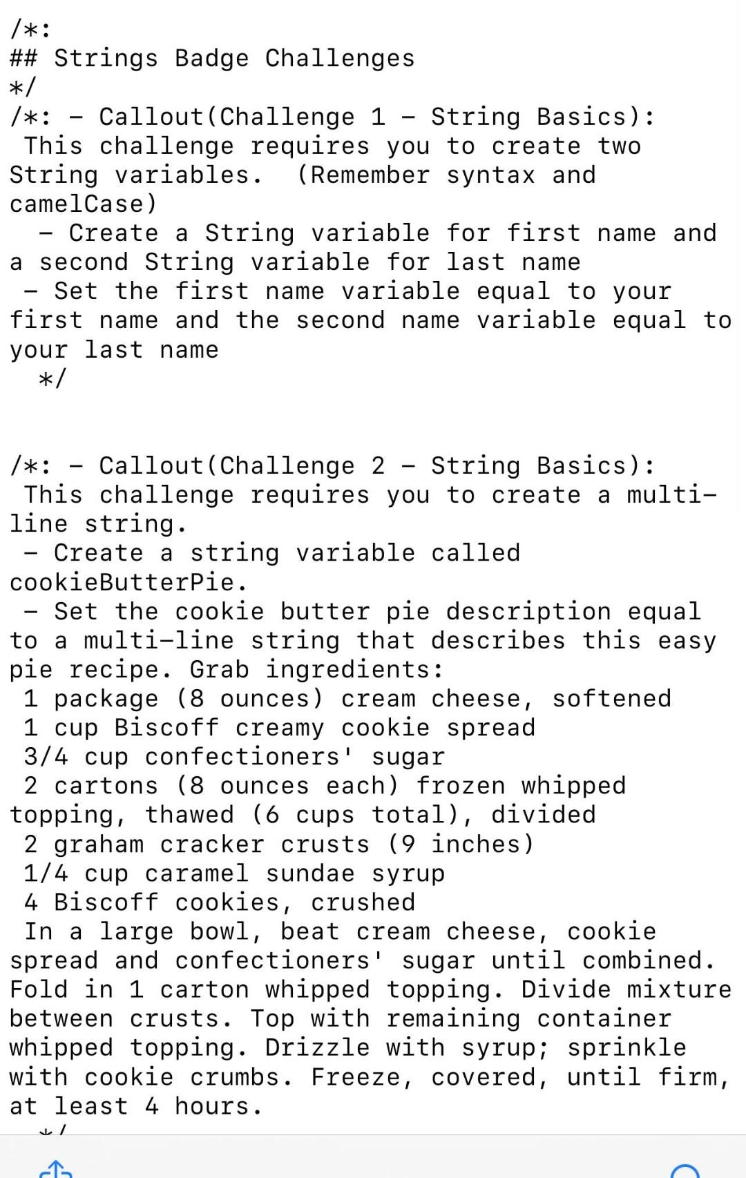 Solved /*: \#\# Strings Badge Challenges ∗/ /*: - | Chegg.com