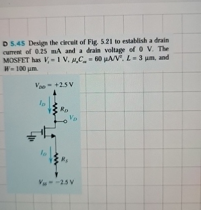 D 5.45 ﻿Design the circuit of Fig. 5.21 ﻿to establish | Chegg.com