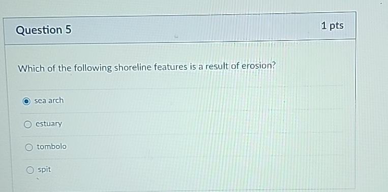 Solved Question 51 ptsWhich of the following shoreline | Chegg.com Solved Question 51 ptsWhich of the following shoreline | Chegg.com