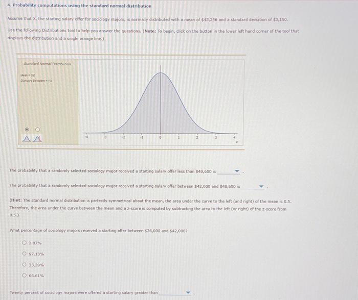 Solved 4. Probability computations using the standard normal | Chegg.com