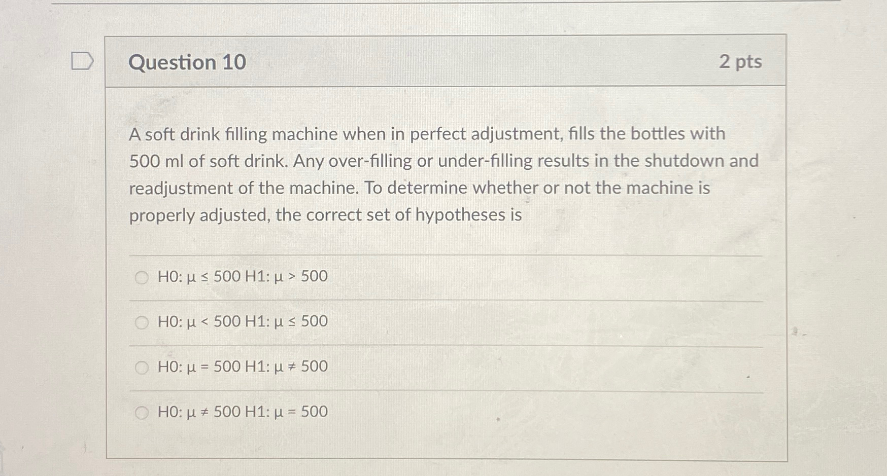 Solved Question 102 ﻿ptsA soft drink filling machine when in | Chegg.com
