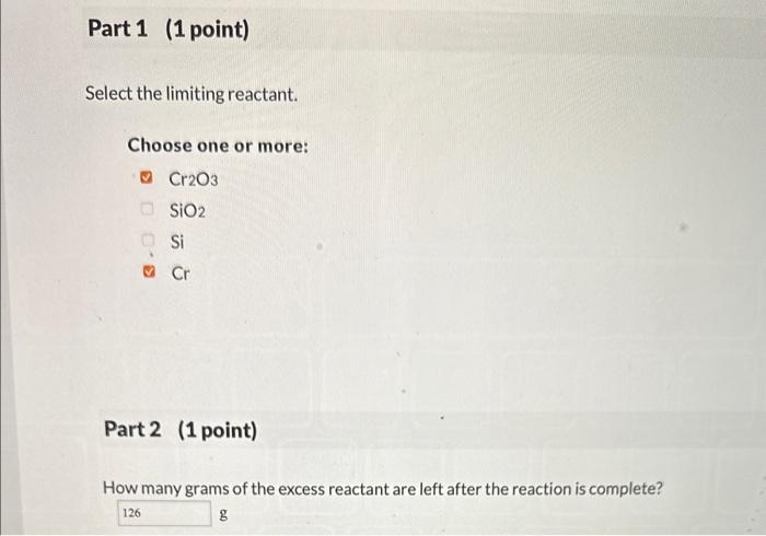Solved The reaction of Cr2O3 with silicon metal at high | Chegg.com