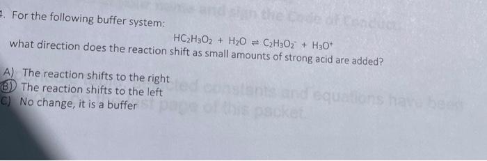 Solved 3. For the following buffer system: HC2H3O2 + H₂O | Chegg.com