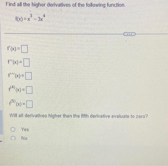 Solved Find all the higher derivatives of the following | Chegg.com