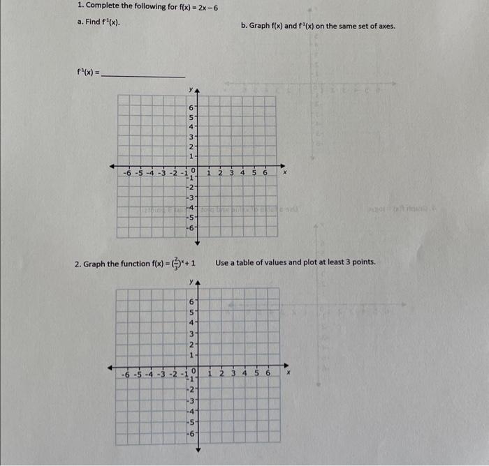 Solved 1. Complete the following for f(x) = 2x - 6 a. Find | Chegg.com