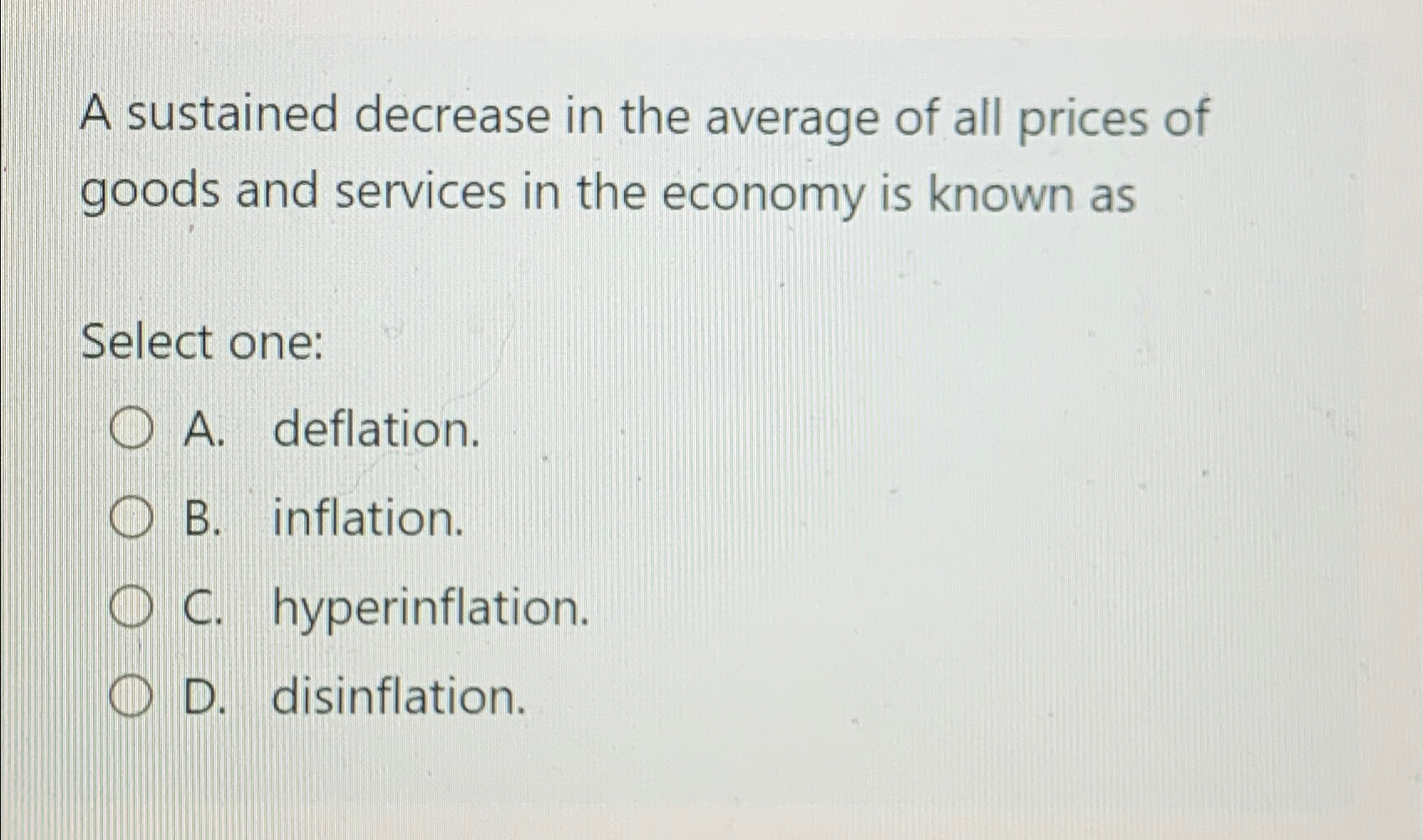Solved A sustained decrease in the average of all prices of | Chegg.com